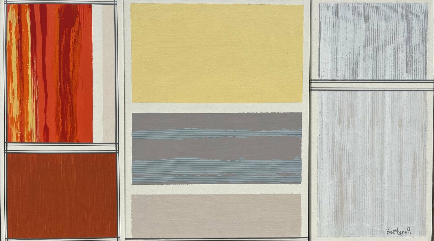 Composure Triptych by Karen Garrett (2022) : Painting Acrylic on Canvas ...