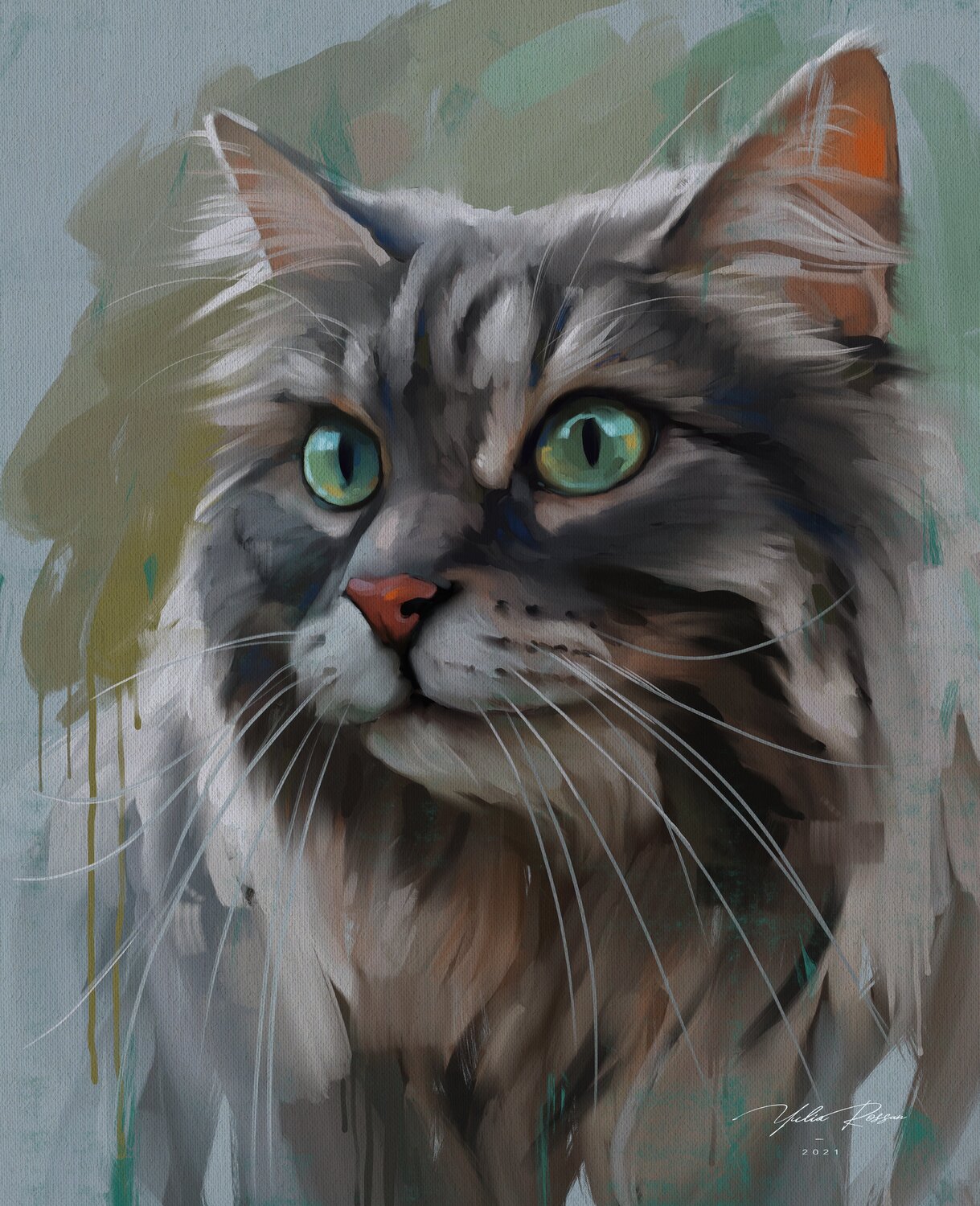 SIBERIAN CAT von Yulia Rossan (2021): Andere Medien Acryl auf Leinwand ...