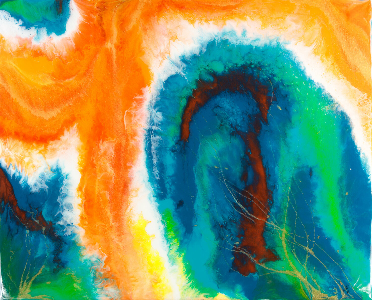 Flow III by Anja Becker (2018) : Other Media Resin on Wood - Singulart