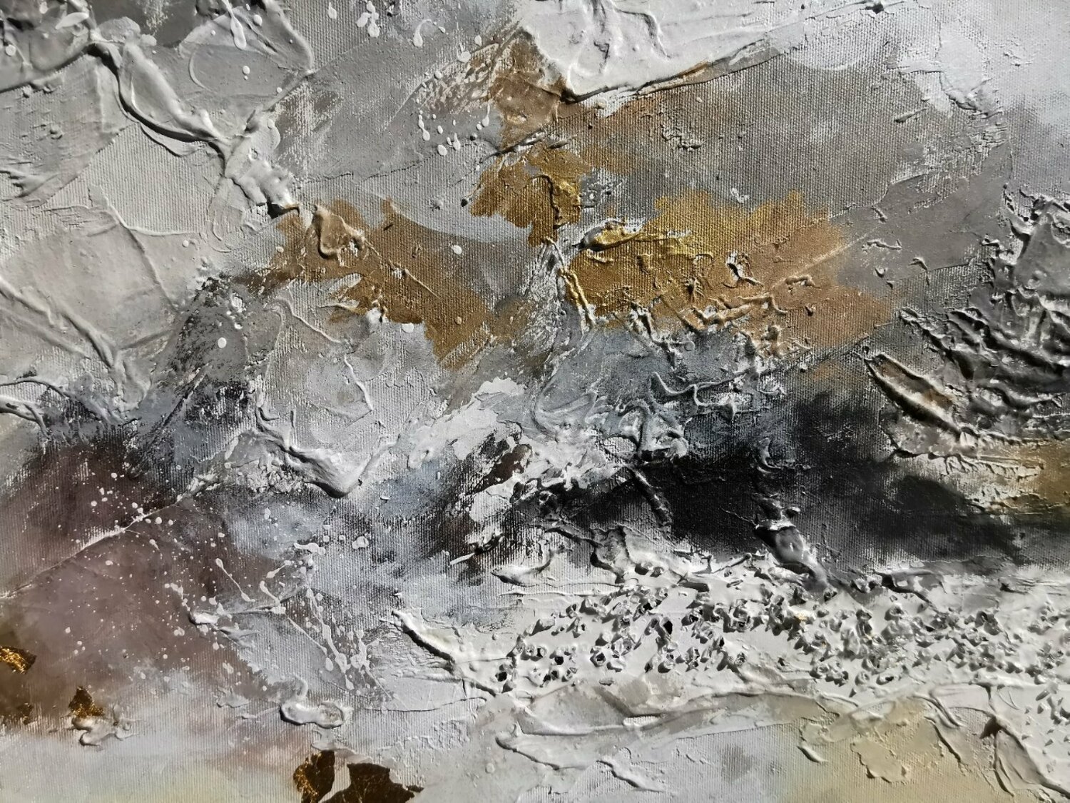 Pearl Gray. Framed abstract painting. Abstract mountains landscape ...