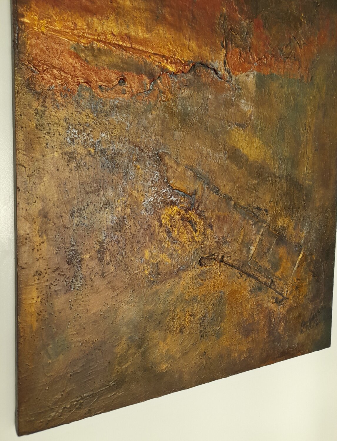 Large Gold Rustic Abstract Art "The Hidden Island" by Elle Ramirez ...