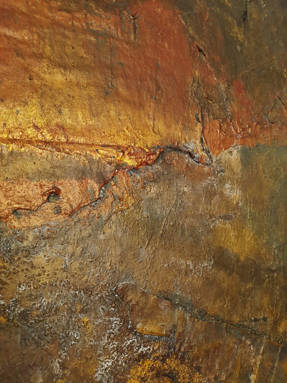 Large Gold Rustic Abstract Art "The Hidden Island" by Elle Ramirez ...