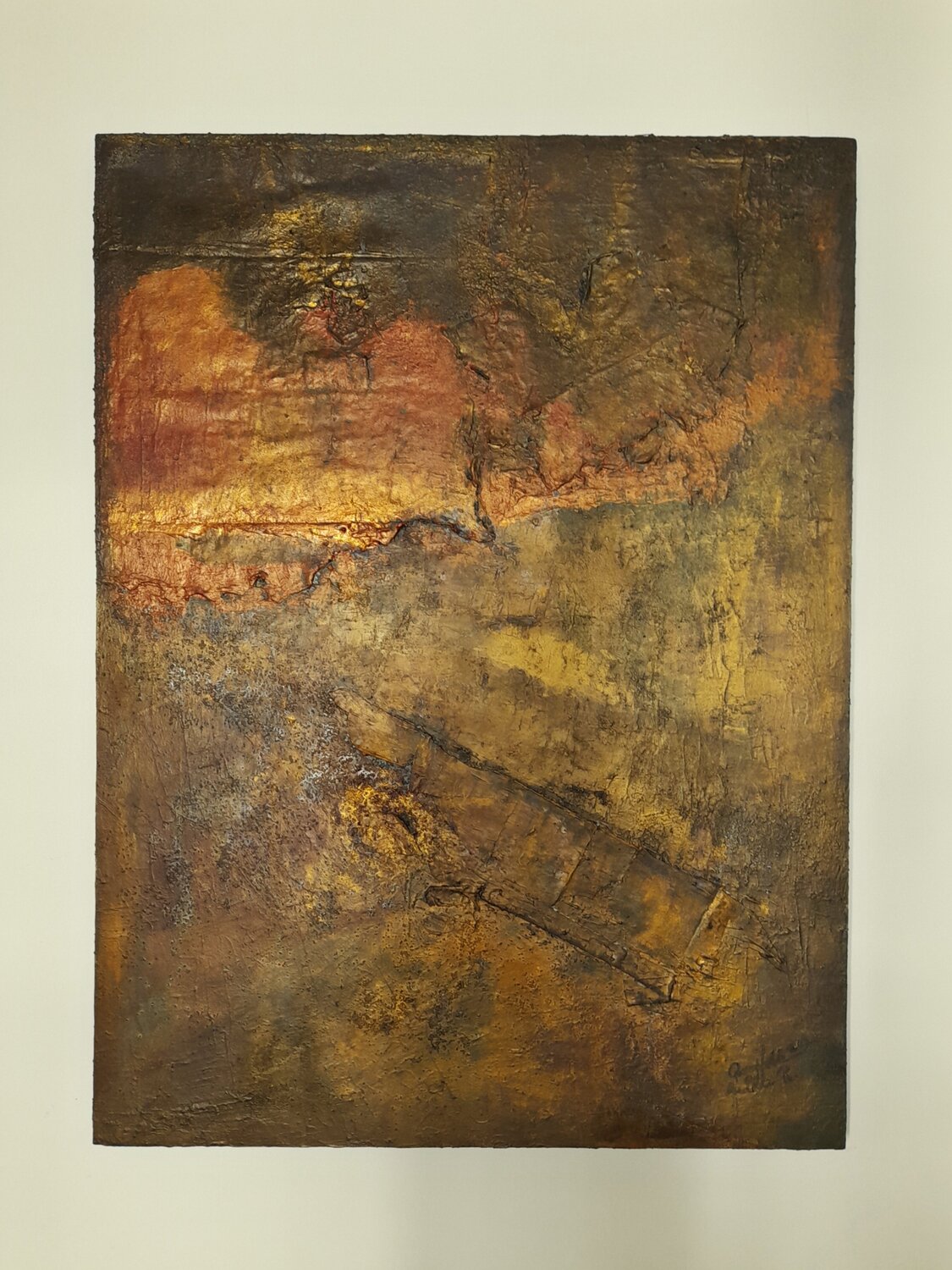 Large Gold Rustic Abstract Art "The Hidden Island" by Elle Ramirez ...