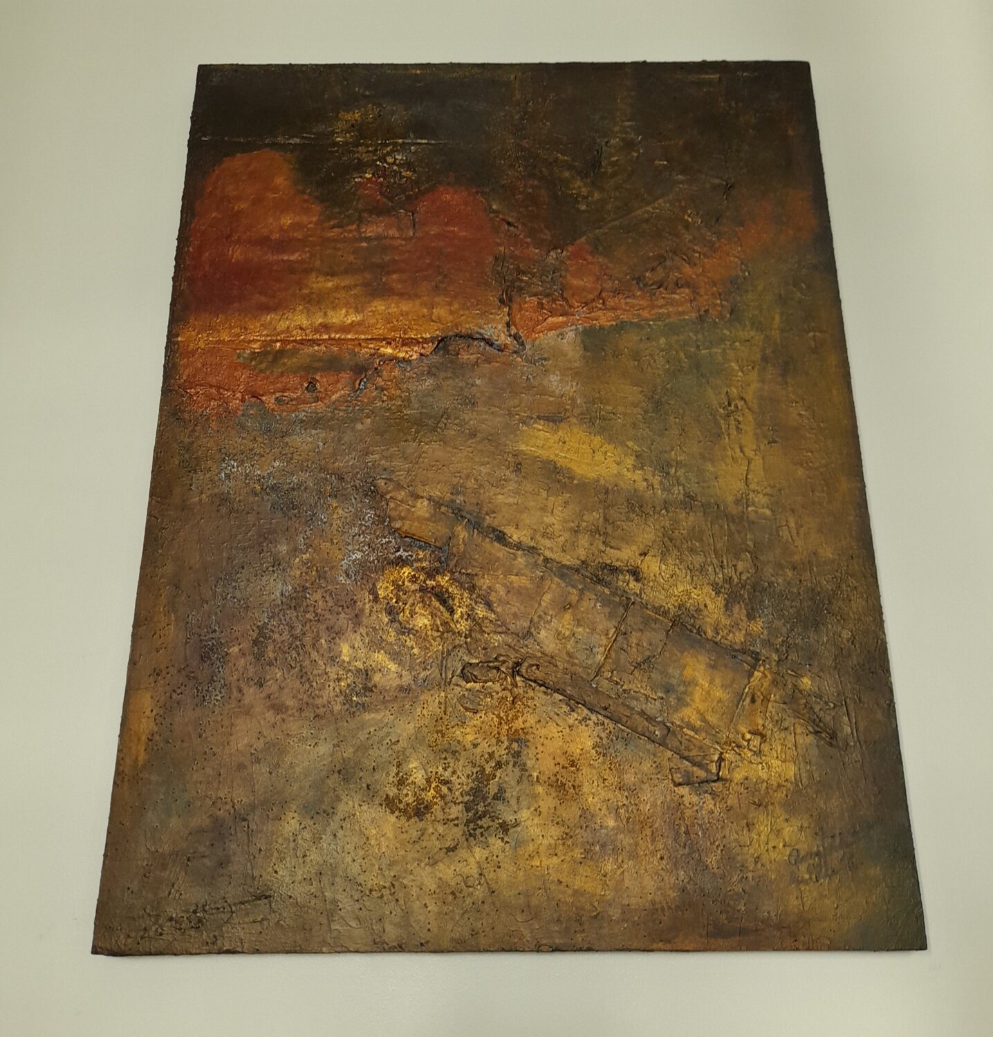 Large Gold Rustic Abstract Art "The Hidden Island" by Elle Ramirez ...