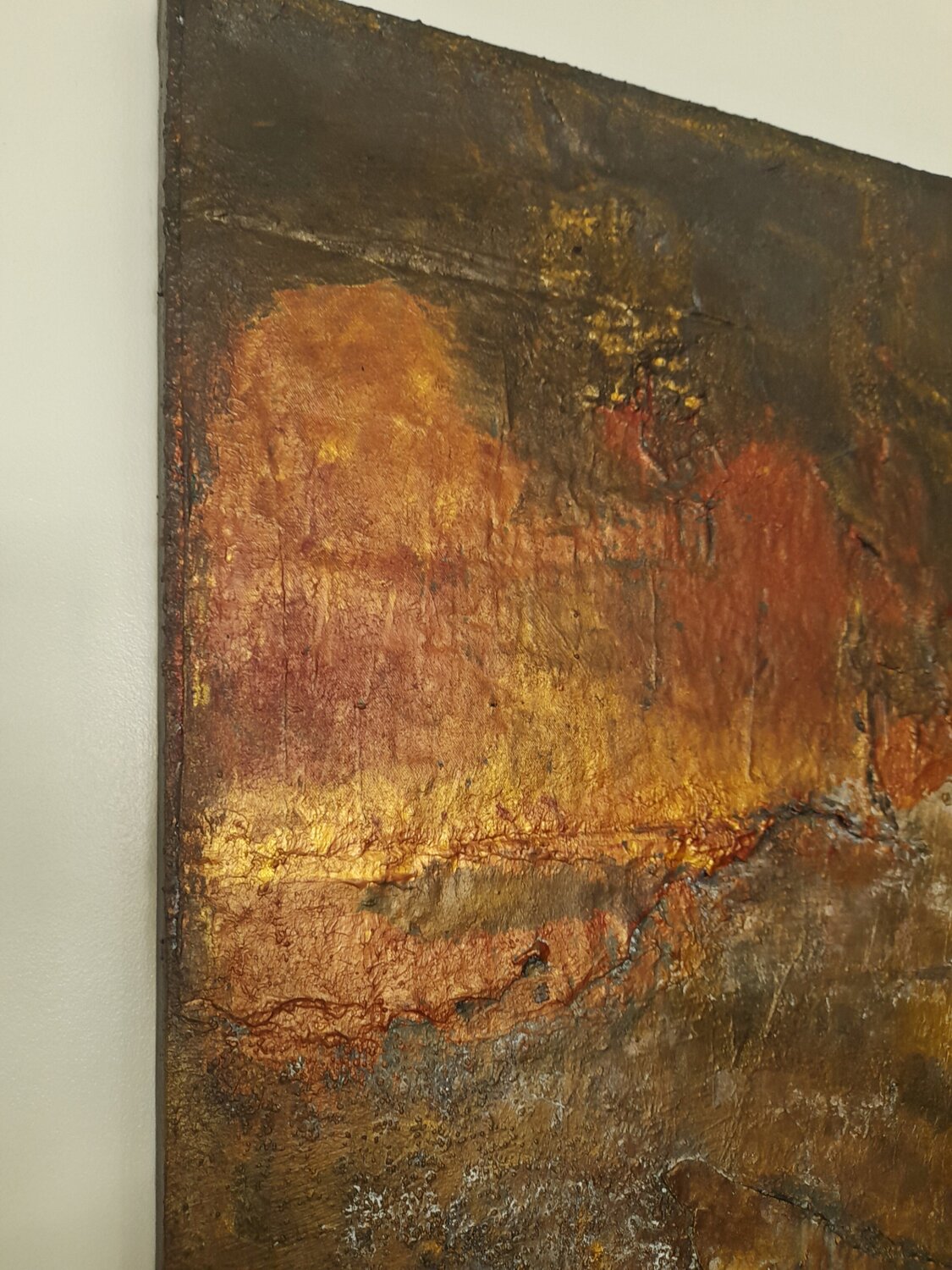 Large Gold Rustic Abstract Art "The Hidden Island" by Elle Ramirez ...