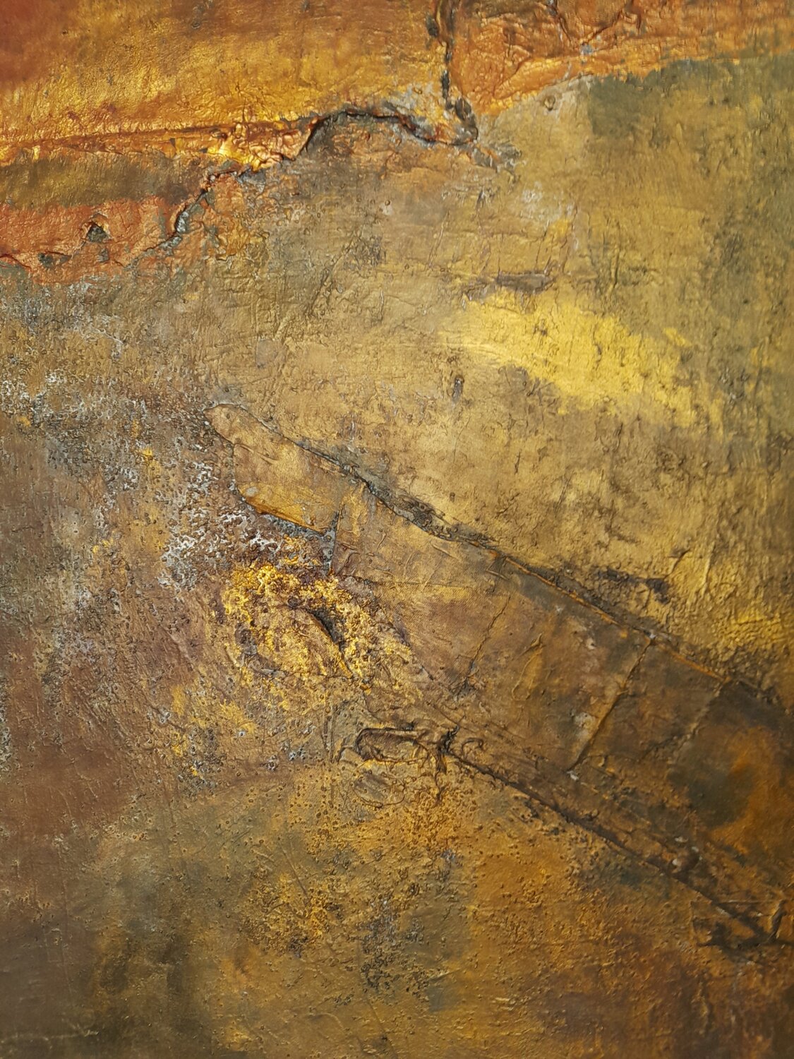 Large Gold Rustic Abstract Art "The Hidden Island" by Elle Ramirez ...