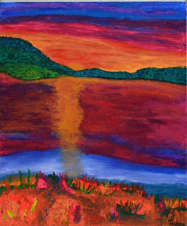 Oil Pastel Landscape Sunset