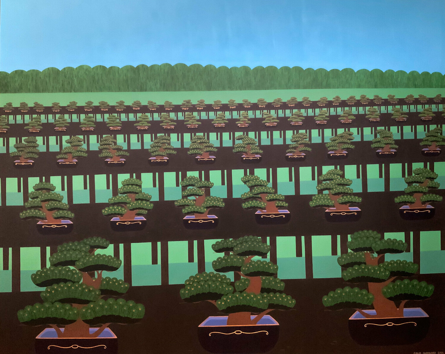 Bonsai Farm by Adam Norgaard (2022) : Painting Oil on Canvas - Singulart