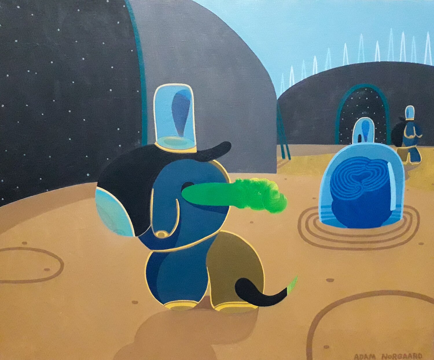 Space Age 2 von Adam Norgaard (2023): Malerei Öl auf Leinwand - Singulart