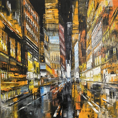 Evening city light by Gregory Goy (2022) : Painting Oil on Canvas ...