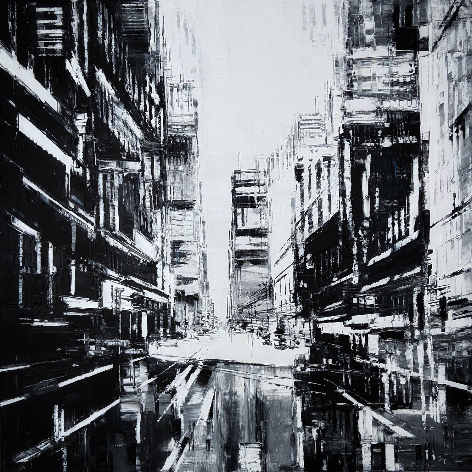 Black and white city by Gregory Goy (2022) : Painting Oil on Canvas ...