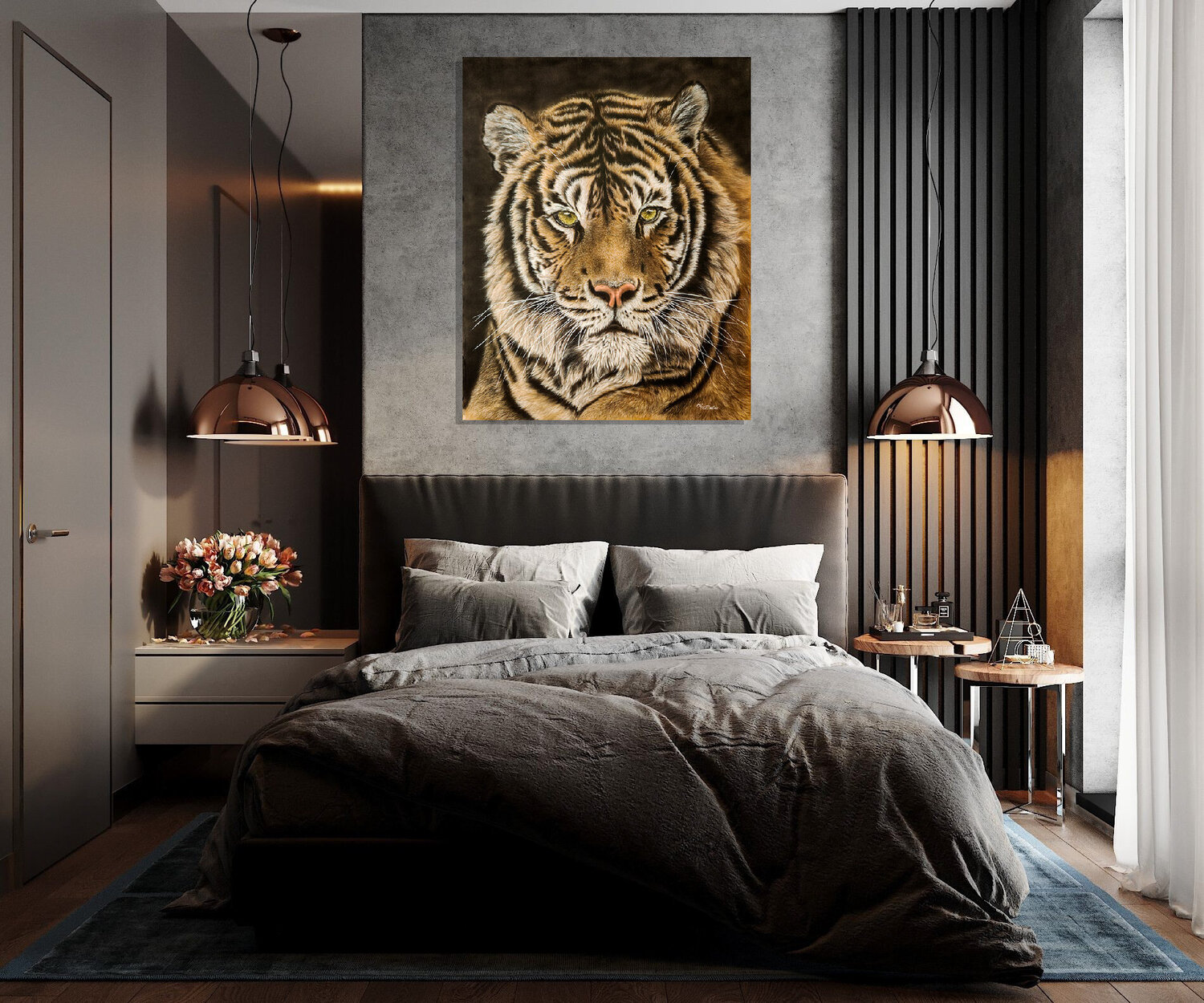 Tiger "Wisdom" - Silk Painting by Olga Belova (2022) : Work on Paper ...