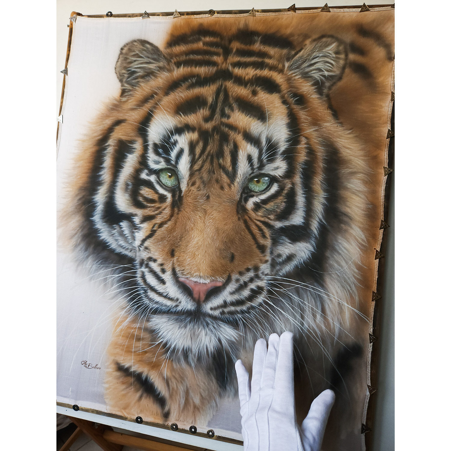 King – Silk painting, tiger portrait by Olga Belova (2023) : Painting ...