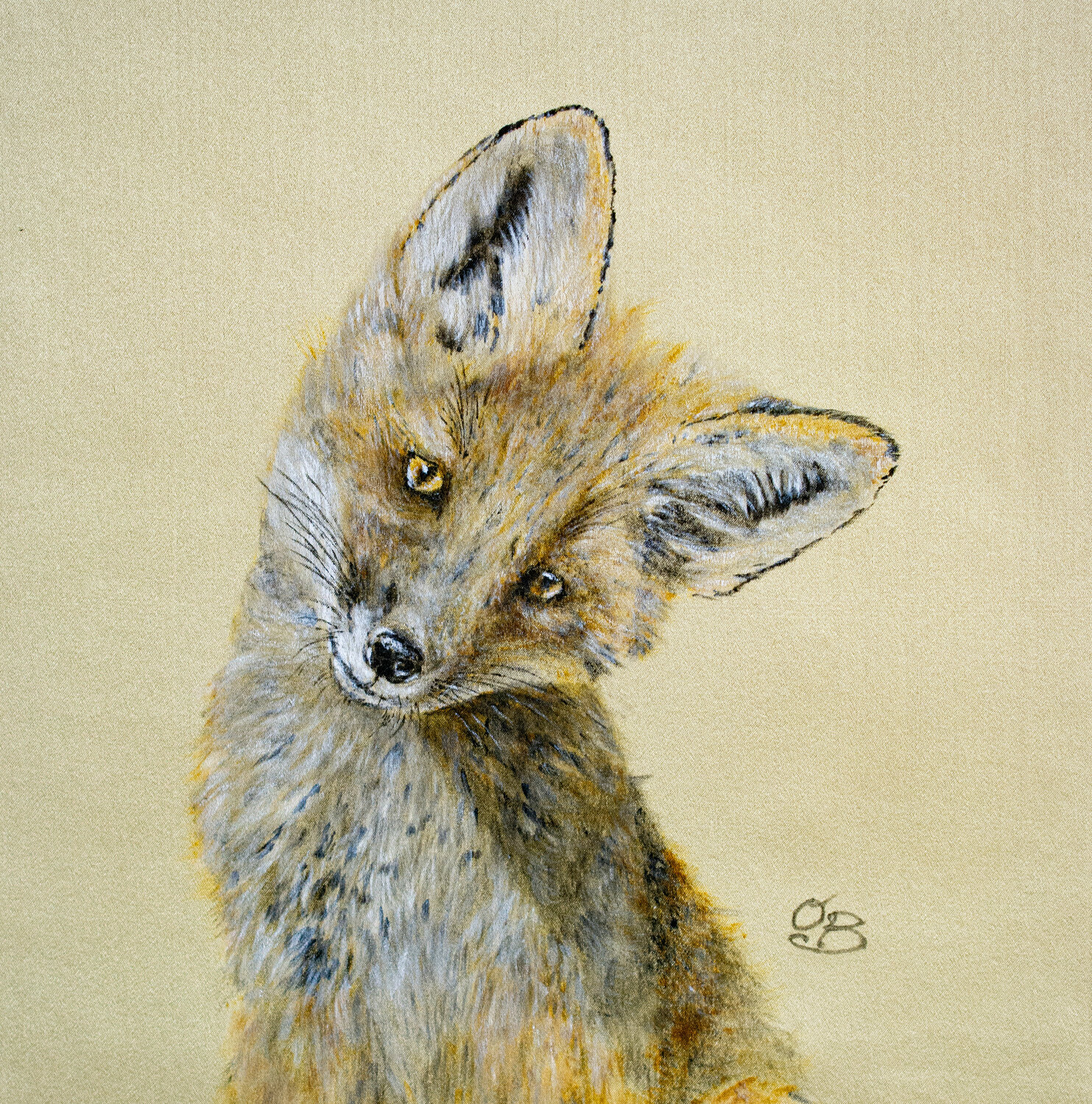 Curious Fox - Silk Painting by Olga Belova (2021) : Painting Acrylic ...