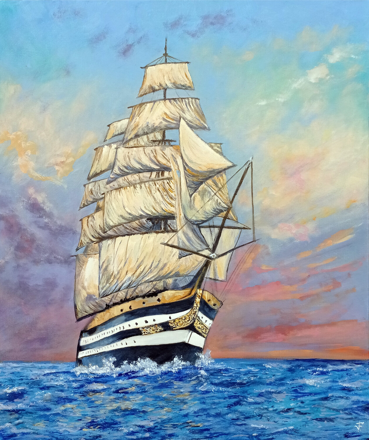 Amerigo Vespucci Ship. di Viktoriya Filipchenko (2023): Pittura a Olio ...