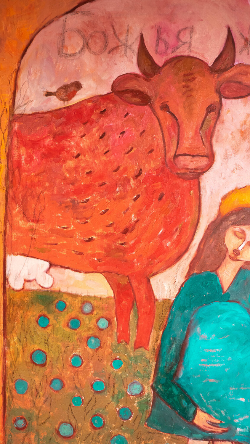 LIVE IN HEAVEN, DEAR COW by Dasha Pogodina (2022) : Painting Oil on ...