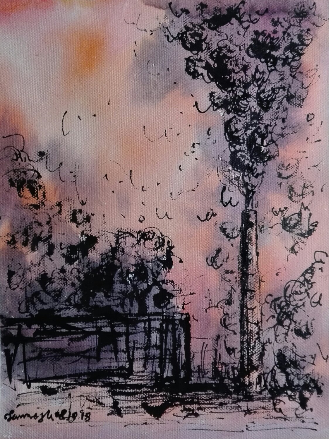 Air Pollution by Tanmoy Mitra (2018) : Work on Paper Ink on Paper - Singulart