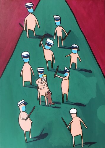 Porto il cane a pisciare by Pino Ruberto (2021) : Painting Acrylic on ...