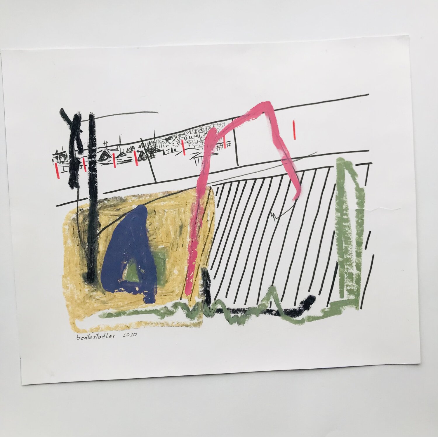 Utopie 120 by Beate Stadler (2020) : Work on Paper Gouache, Pencil on ...