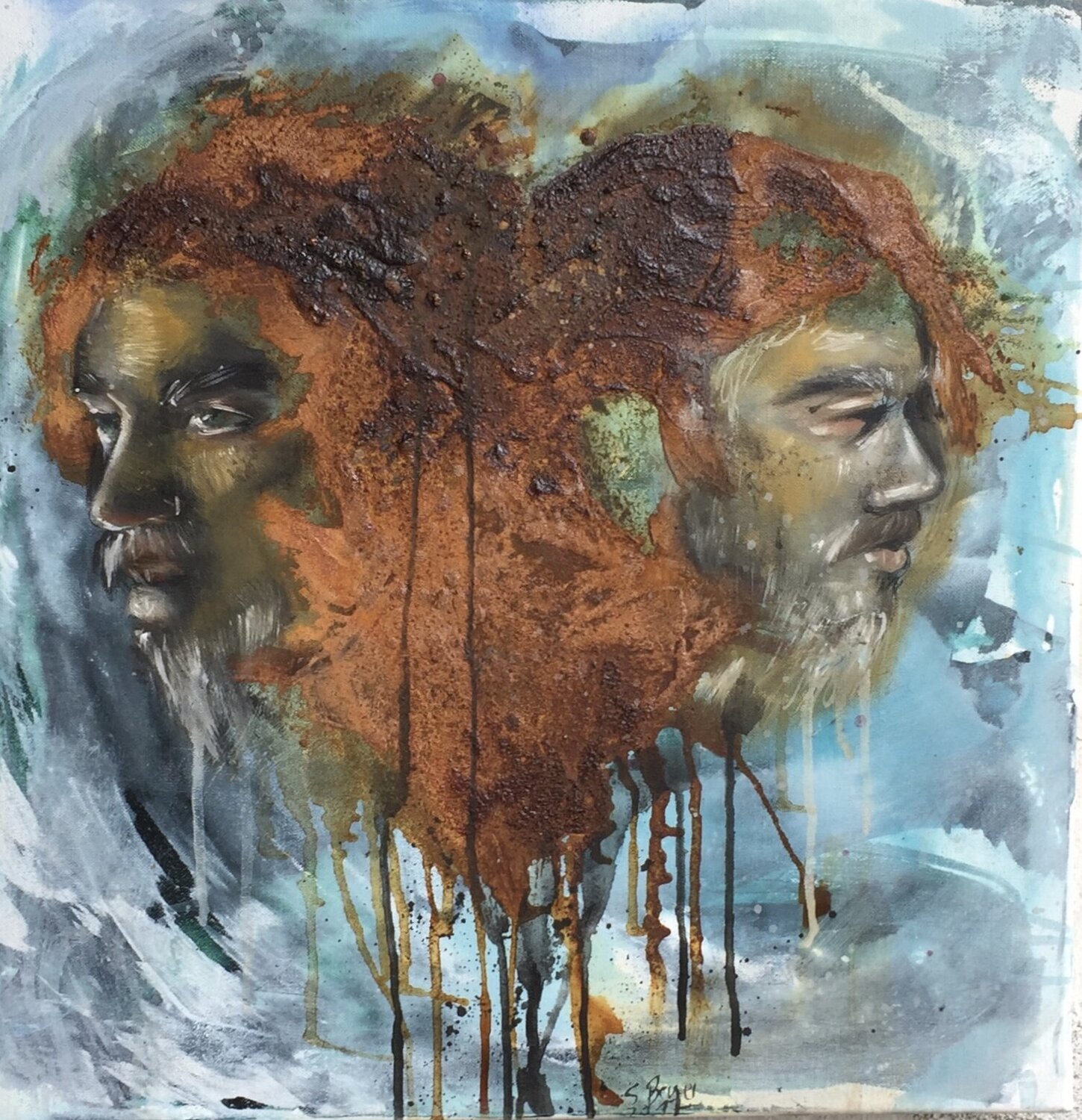 Rusty Heart by Sandra Berger (2017) : Painting Acrylic, Oil on Canvas ...