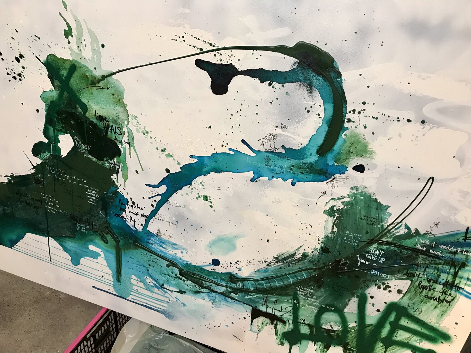 Anxiety von Dana Kathy (2024): Malerei Acryl, Graffiti auf Leinwand ...