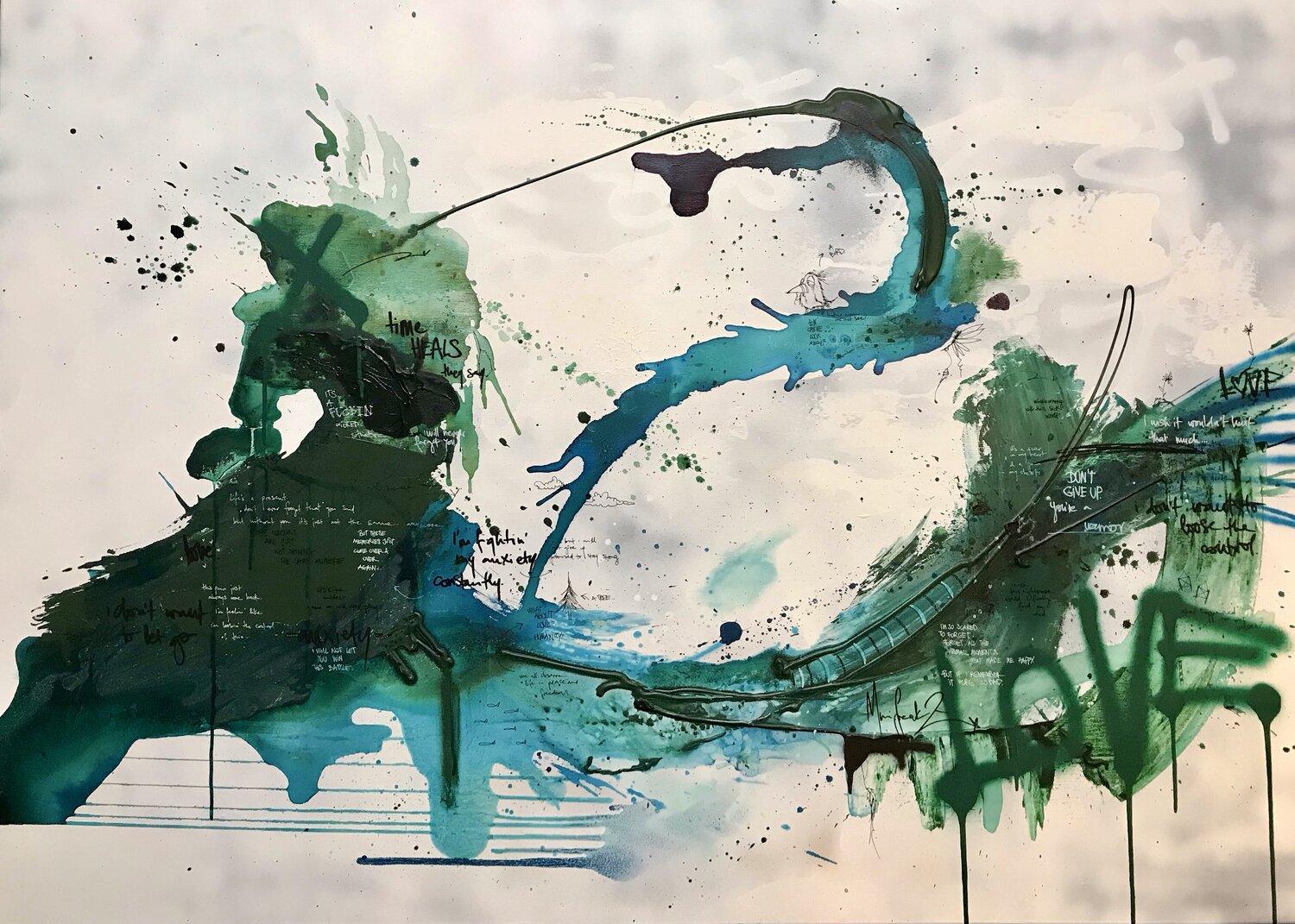 Anxiety von Dana Kathy (2024): Malerei Acryl, Graffiti auf Leinwand ...