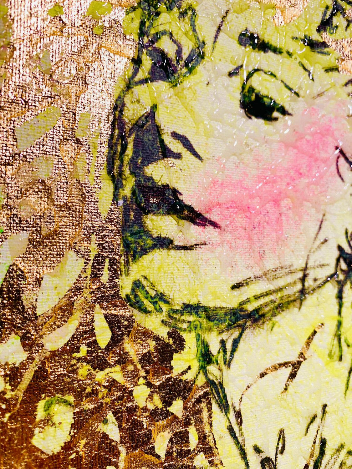 AUDREY von Gunter Wenzel (2021): Malerei Acryl, Vergoldung auf Leinwand ...