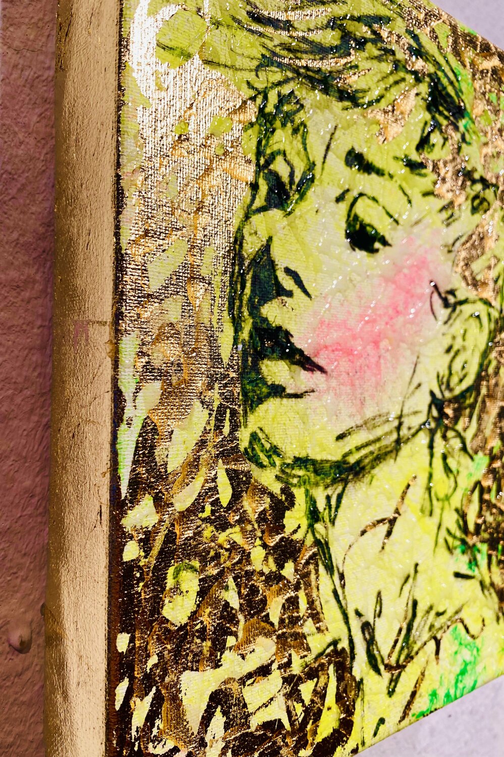 AUDREY von Gunter Wenzel (2021): Malerei Acryl, Vergoldung auf Leinwand ...