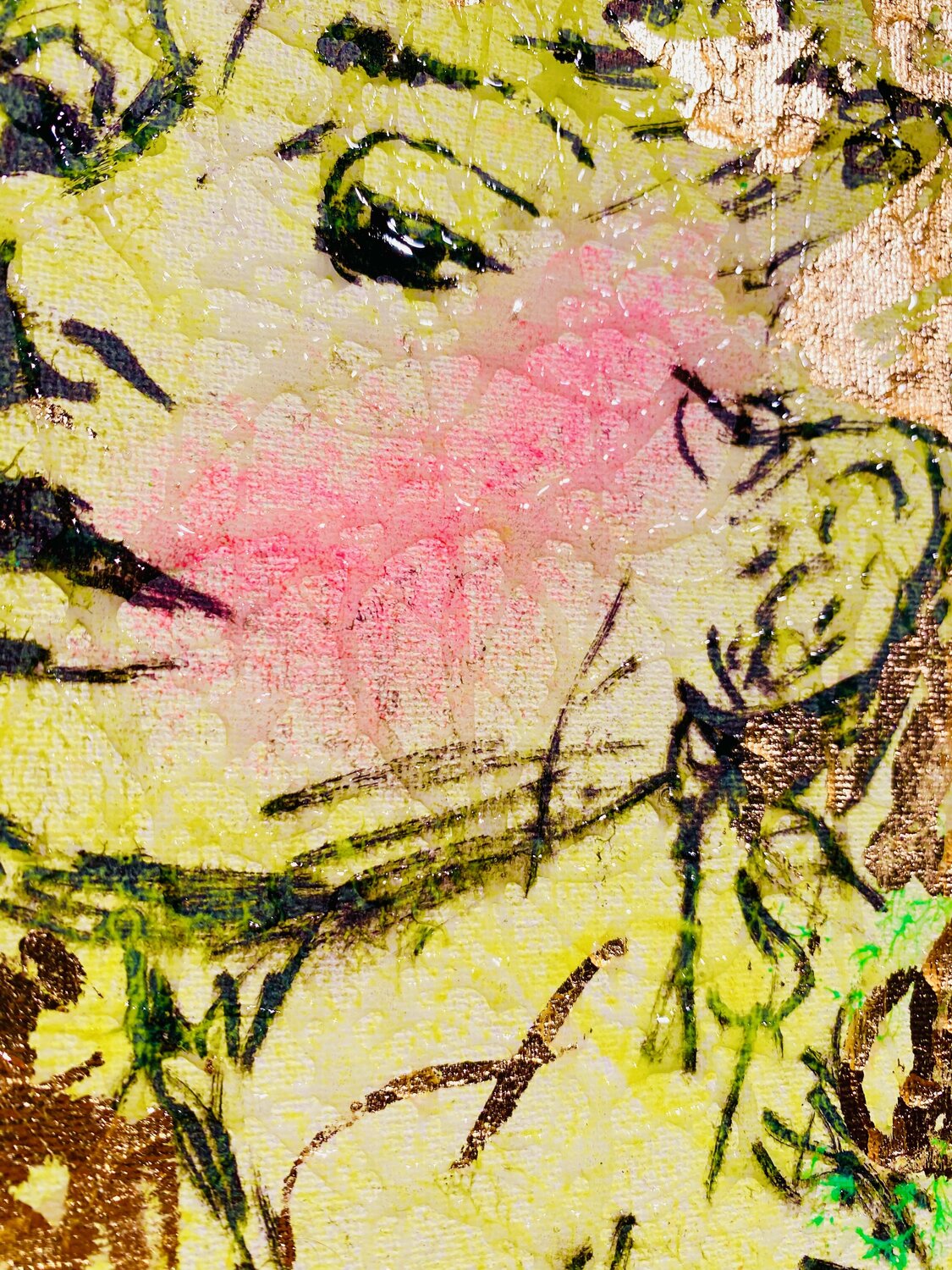 AUDREY von Gunter Wenzel (2021): Malerei Acryl, Vergoldung auf Leinwand ...