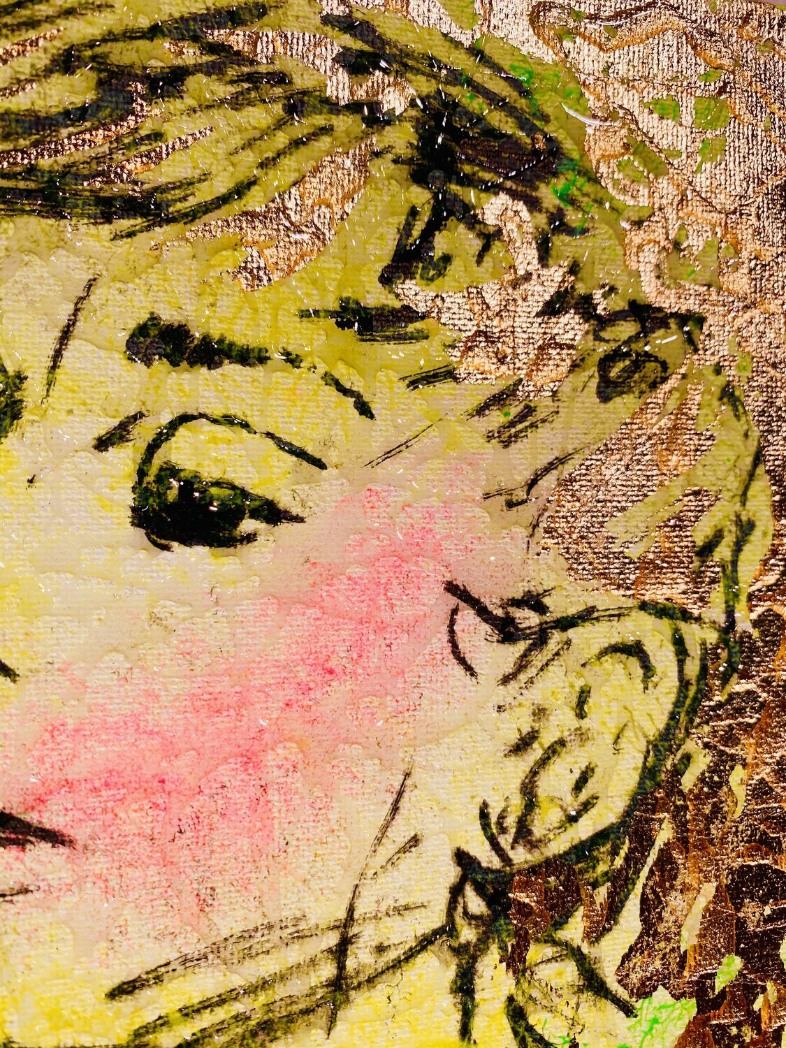 AUDREY von Gunter Wenzel (2021): Malerei Acryl, Vergoldung auf Leinwand ...