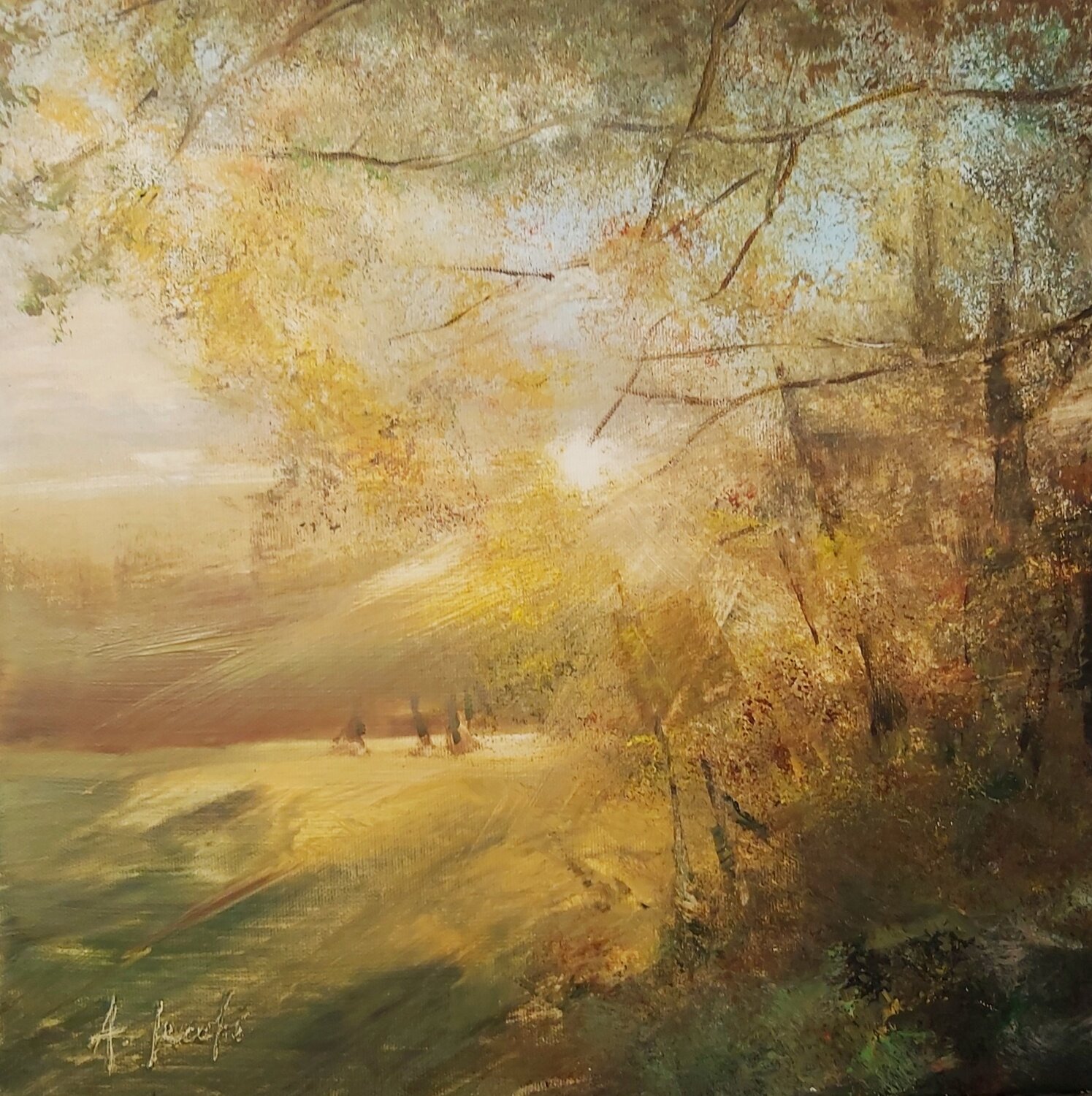 Gold Shimmer - Landscape, Impressionism, Realism by Andrea Jacobi (2022 ...