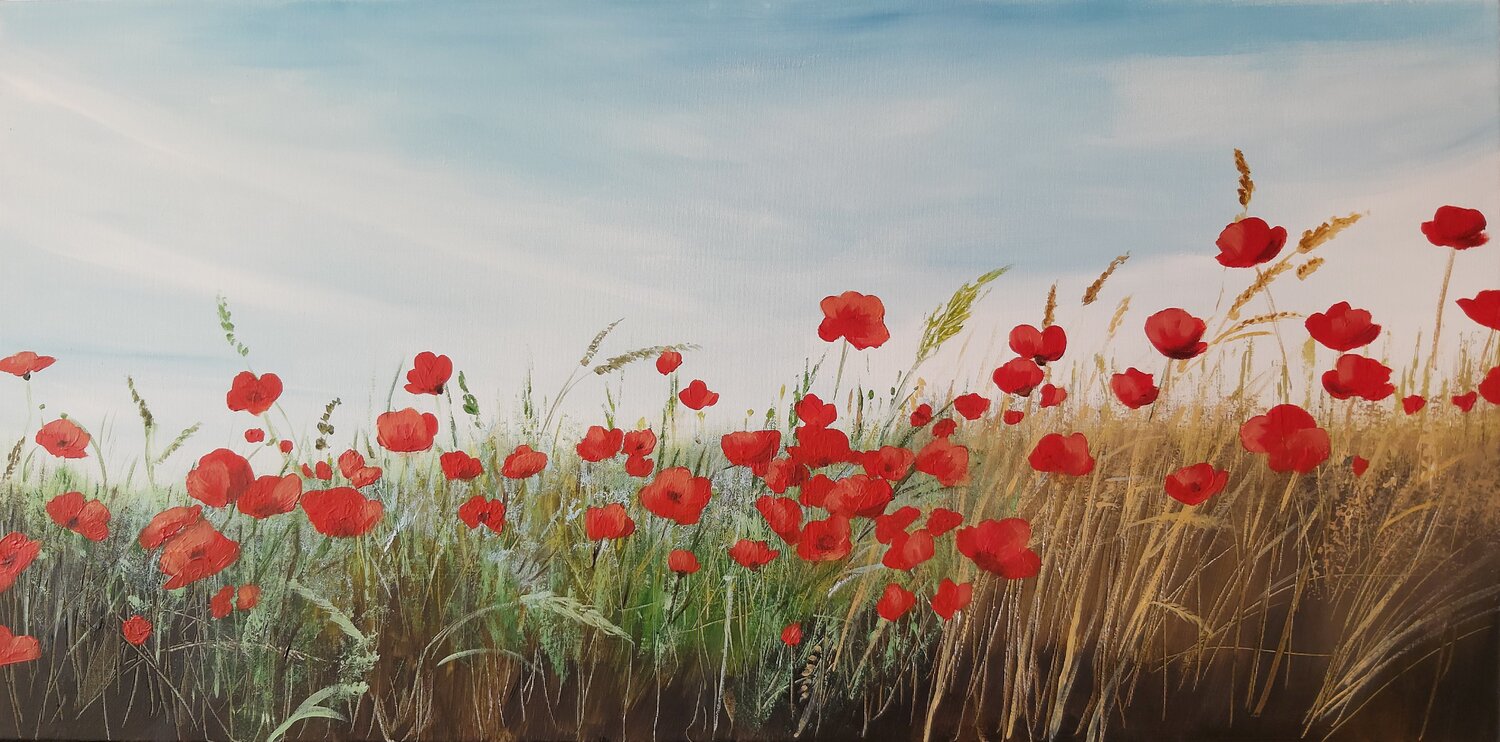 Poppies in the Sunshine 2 - Flowers Painting, Impressionism, Realism door Andrea Jacobi (2024 ...
