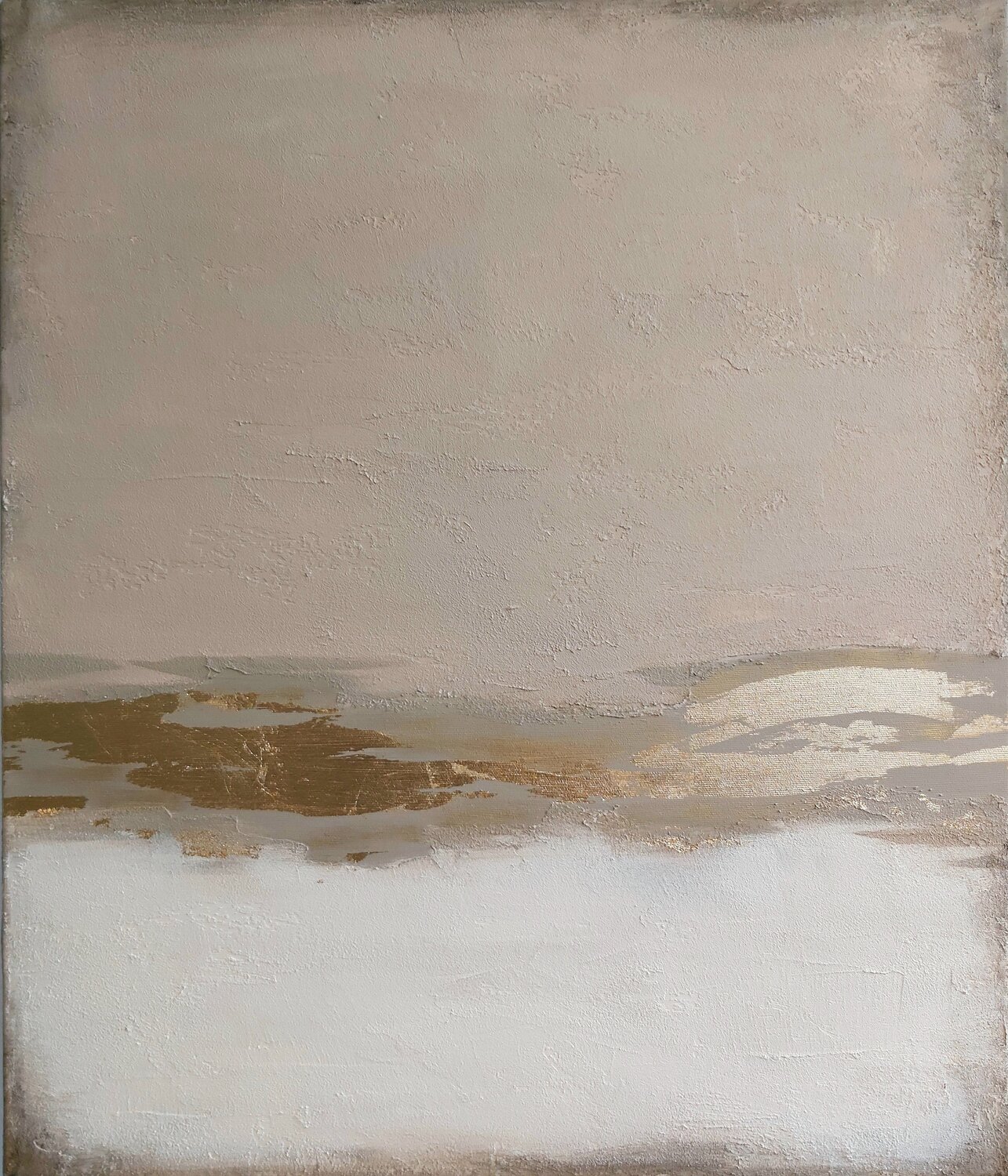 Gentle Golden Wave 1 - Abstract de Andrea Jacobi (2025): Pintura Acrílico, Arena en Lienzo ...