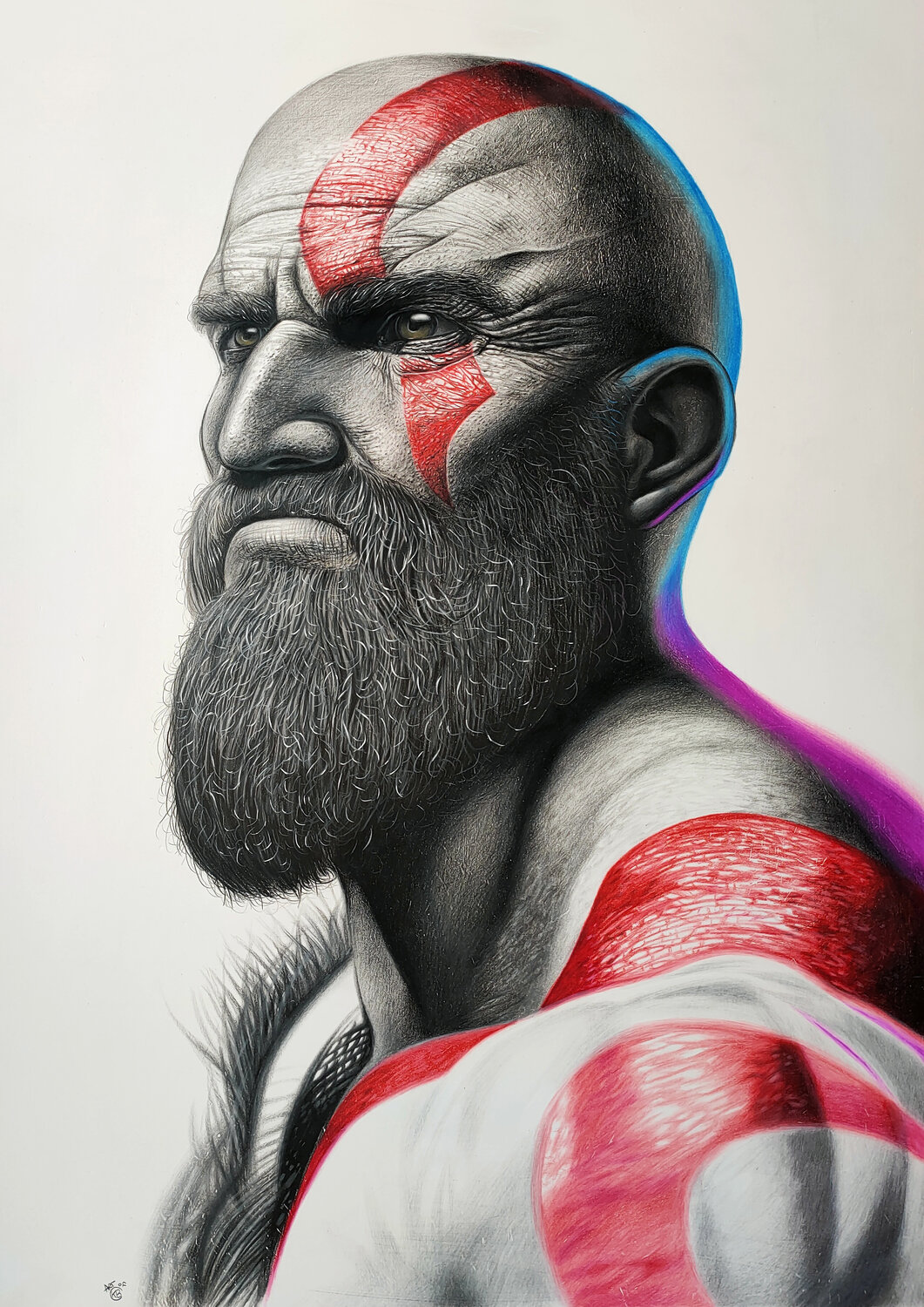 Kratos Face Drawing