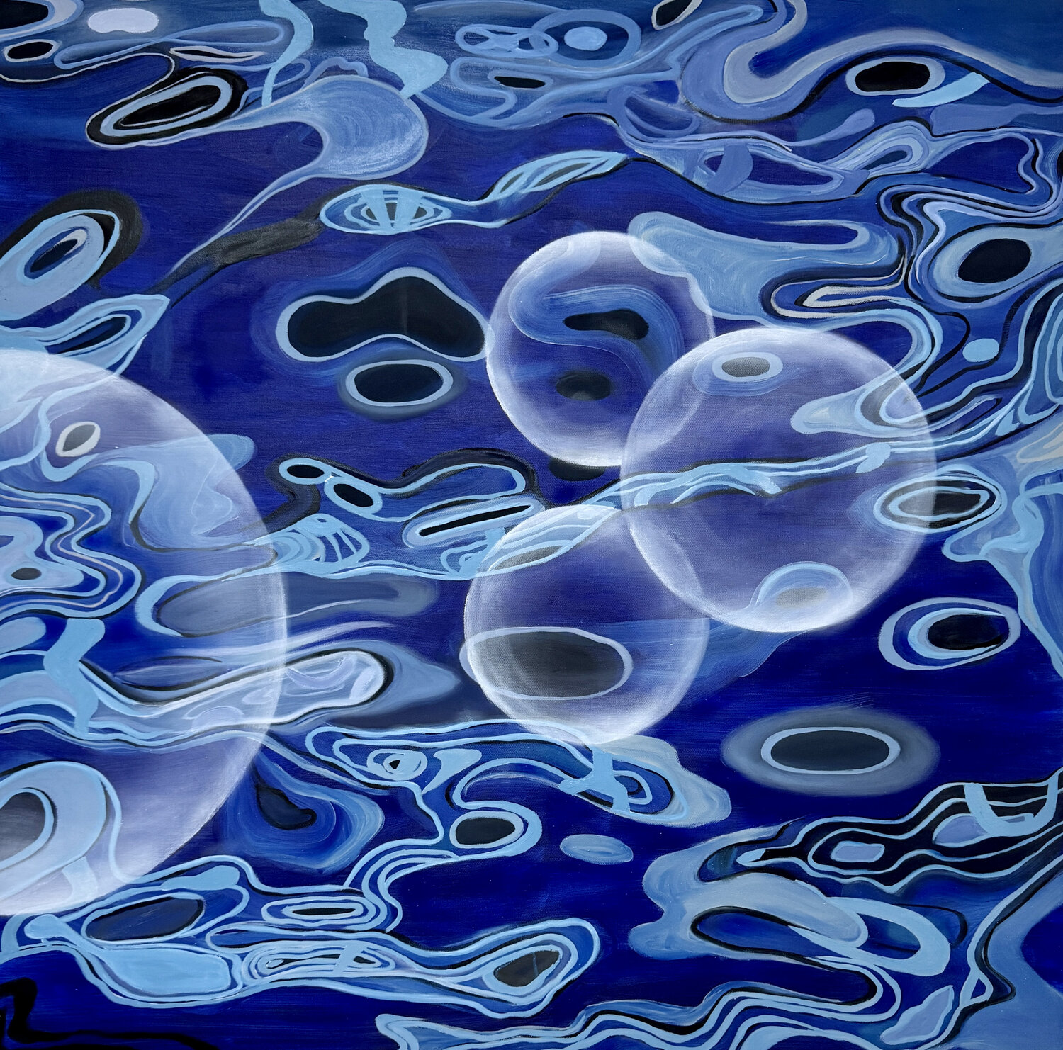 Blue Emotions von Angela Wichmann (2023): Malerei Öl auf Leinwand ...