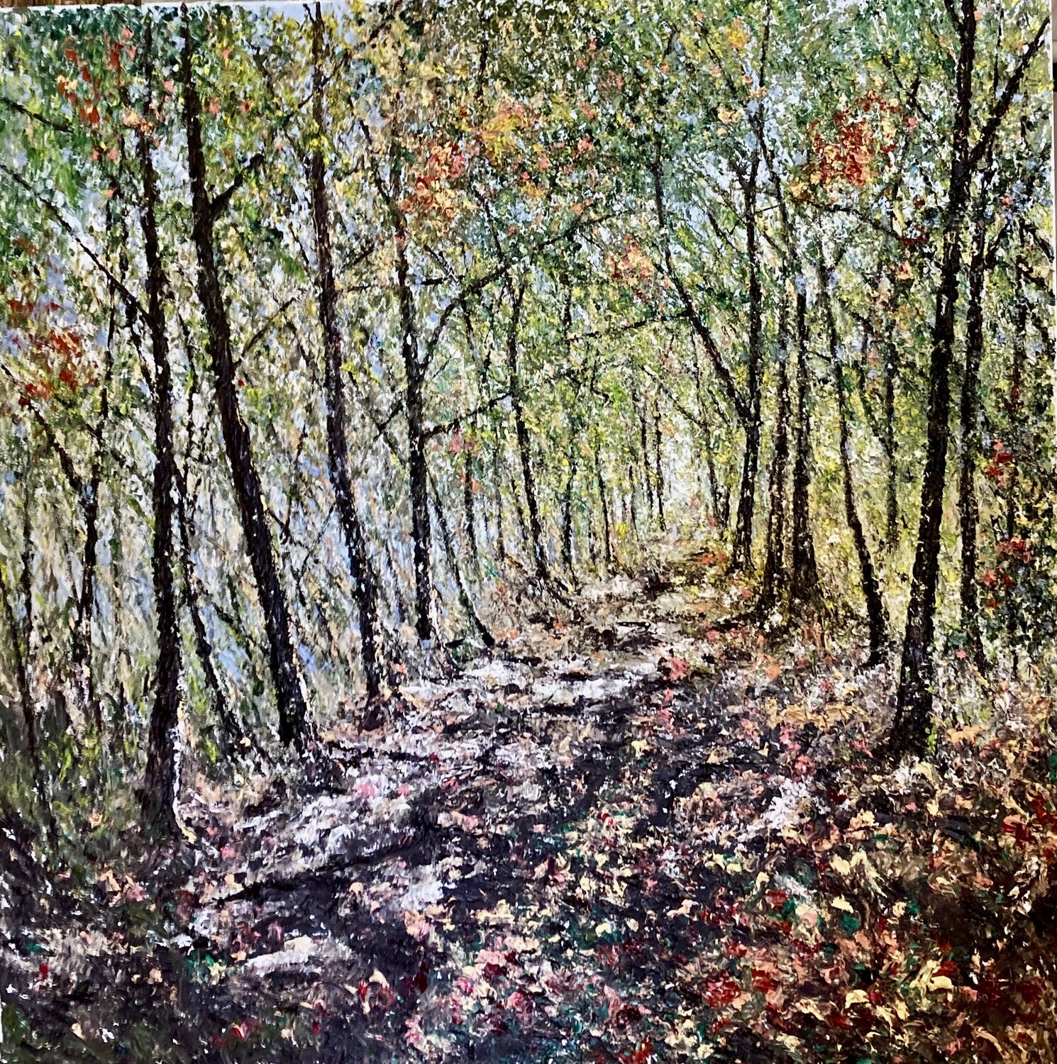 Waldweg im Herbst de Günther Mika (2022) : Peinture Huile sur Toile ...