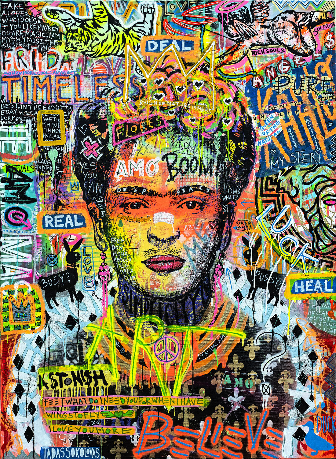 Frida Kahlo The Queen by Tadas Sokolovas (2023) : Painting Acrylic ...