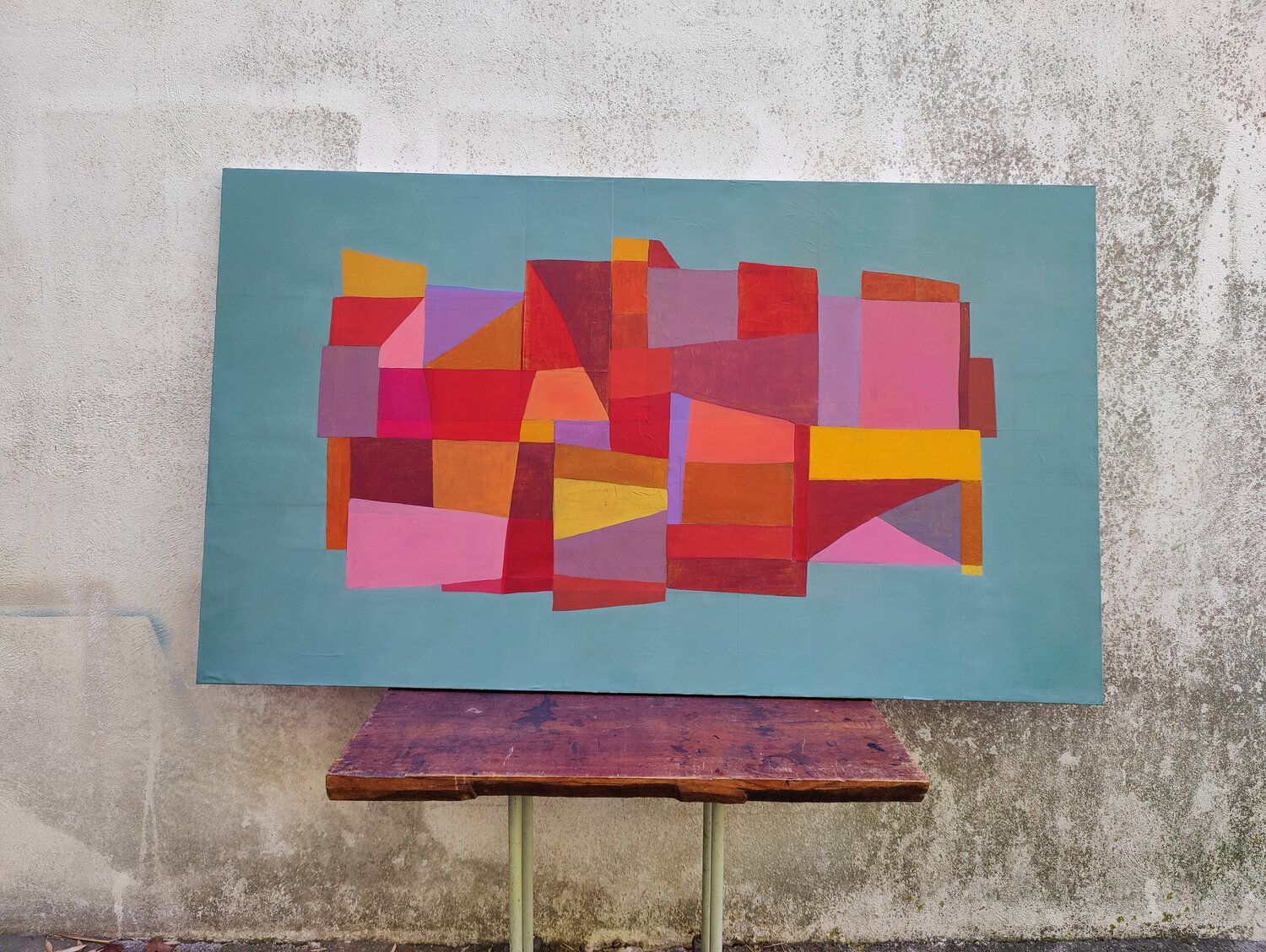 La familia von Alicia Marsans (2019): Malerei Öl, Collage auf Stoff ...