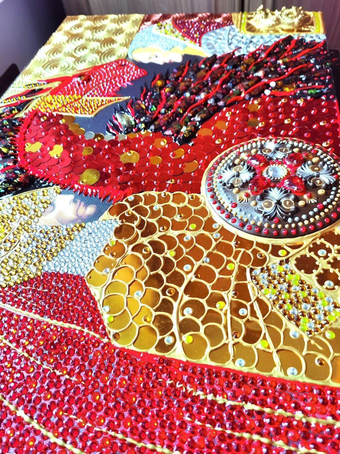 Princess, knight and red dragon. Fantasy art, original decorative red ...