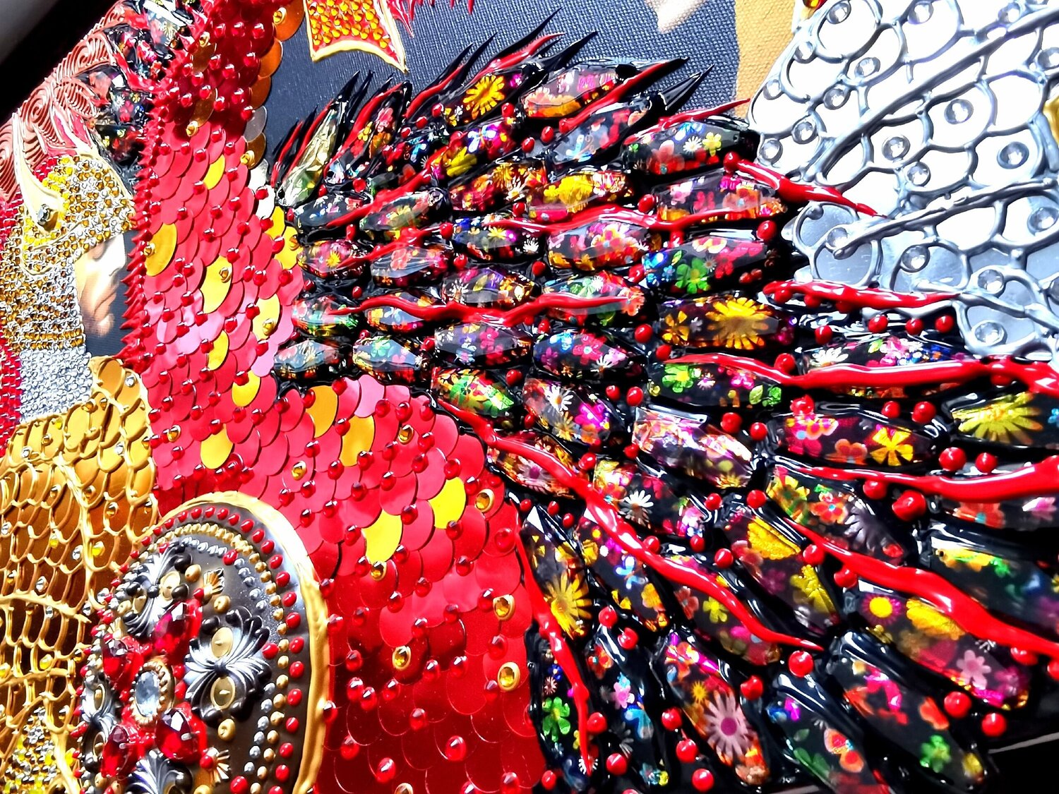 Princess, knight and red dragon. Fantasy art, original decorative red ...