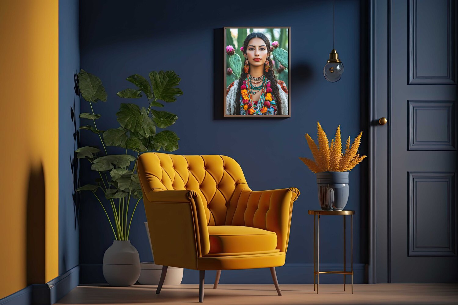 Beautiful Mexican woman. Modern style portrait, vivid colors poster for ...