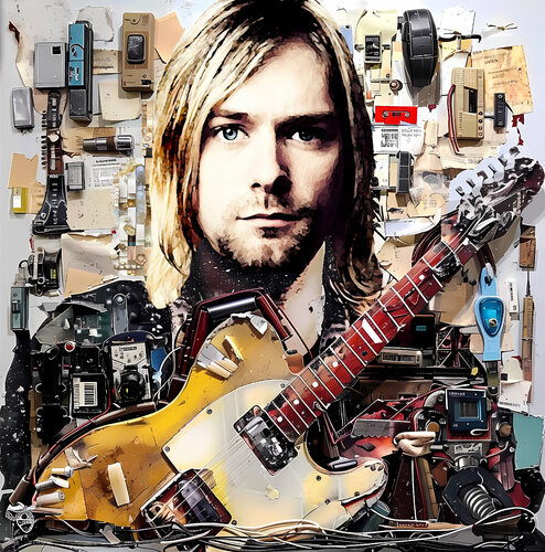 Kurt Cobain Nirvana - expressionist celebrity portrait. Punk rock ...