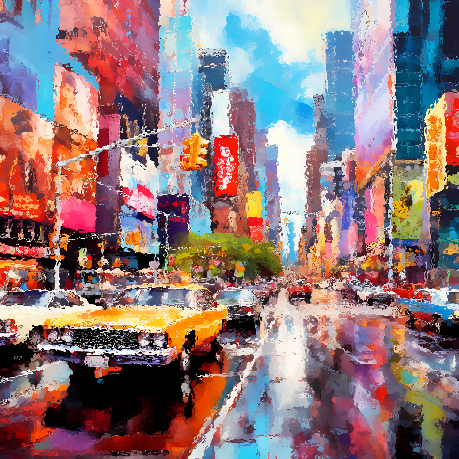 New York street after the rain. Urban 7th Avenue and Broadway Times ...
