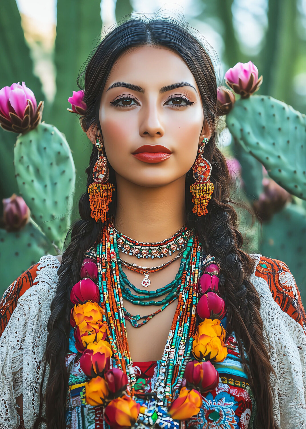 Beautiful Mexican woman. Modern style portrait, vivid colors poster for ...