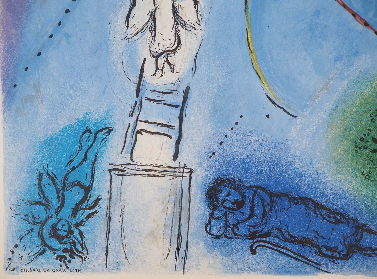 L'échelle céleste de Jacob, Affiche en lithographie signée von Marc ...