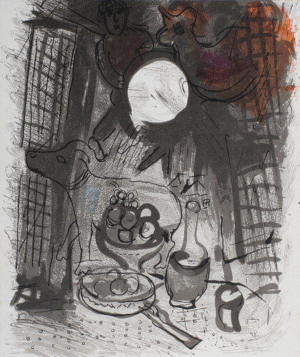 Still Life with Fruits de Marc Chagall (1957) : Impression Lithographie ...
