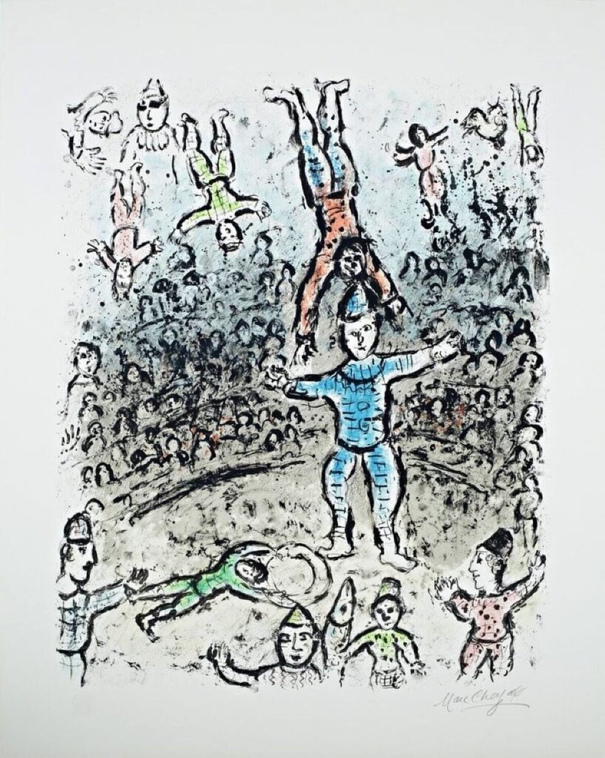 The Acrobats by Marc Chagall (1984) : Print Lithography - Singulart