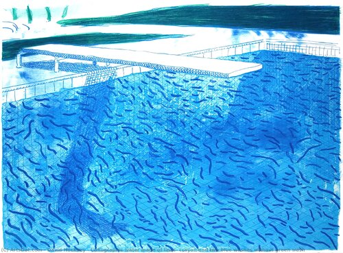 Lithographic Water Made of Lines, Crayon, and a Blue Wash de David ...
