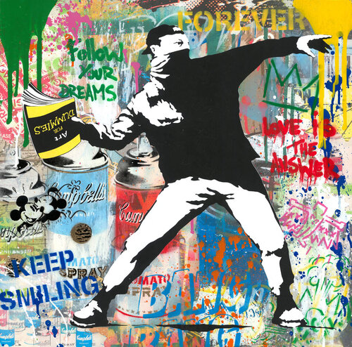 Banksy Thrower by Mr. Brainwash (2023) : Painting Spray Paint, Screen ...