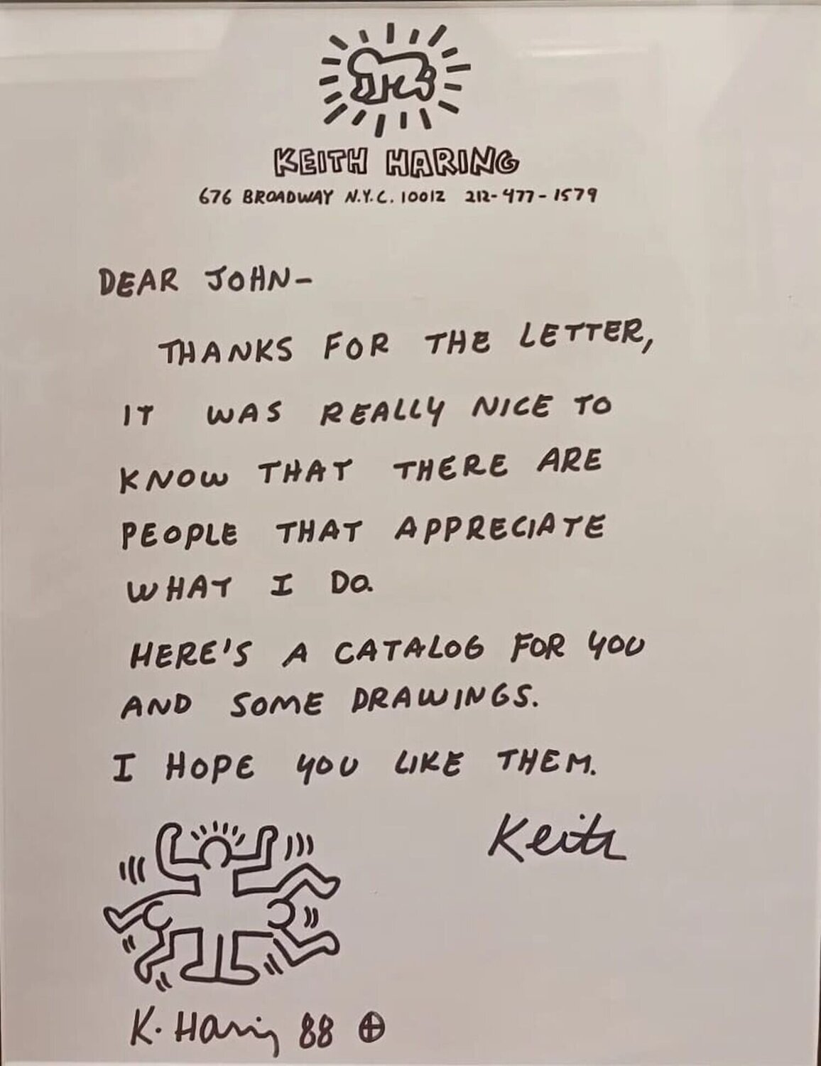 Letter to John by Keith Haring (1988) : Other Media Ink, Paper - Singulart